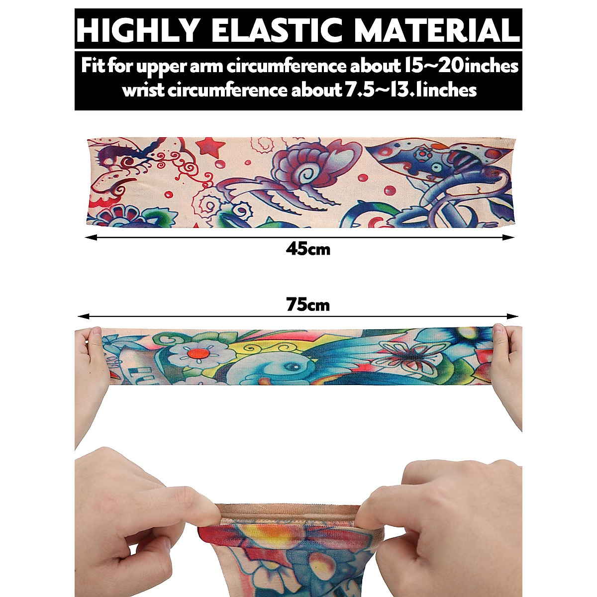 Boao 10 Pairs Men's Cooling Arm Sleeves Long Fingerless Arm Cover Anti Slip UV Protection Sun Sports Temporary Tattoo Arm Sleeves (Delicate Pattern)