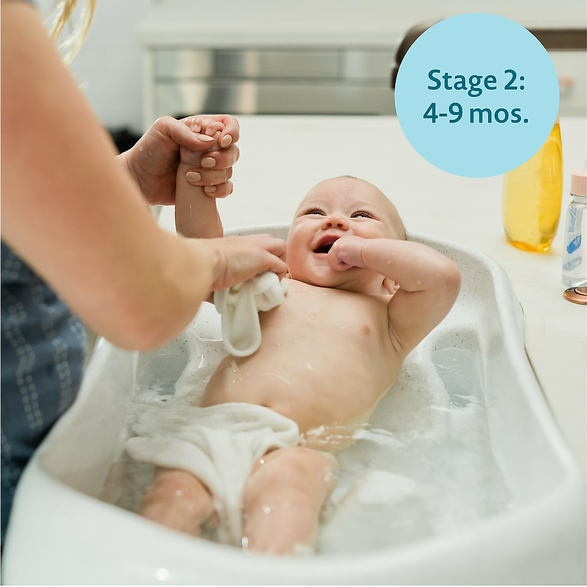 The First Years Rain Shower Baby Bath Tub Set - Includes Convertible Bath Tub and Sling with Soothing Spray - Baby Bath Seat and Spa for Newborn to Toddler - Baby Bath Essentials