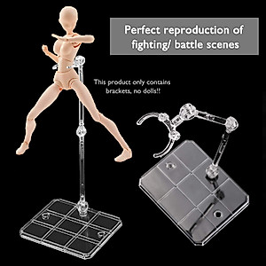 Migaven Action Figure Stand, 10pcs Assembly Action Figure Display Holder Base Doll Model Support Display Stand Compatible with HG RG SD SHF Gundam 1/144 Toy Clear