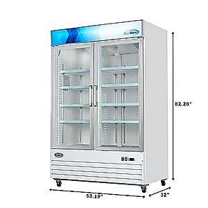 KoolMore MDF-2GD-45C-WH 53 in. Commercial Two Glass Door Display Upright Freezer Merchandiser in White 45 Cu. Ft