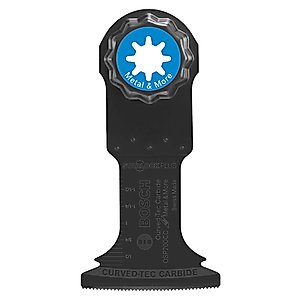 BOSCH OSP200CC 1-Piece 2 In. StarlockPlus Oscillating Multi Tool Metal & More Curved-Tec Carbide Extreme Plunge Cut Blade for Heavy-Duty Applications in Metal (Nails and Staples), Wood with Nails, PVC