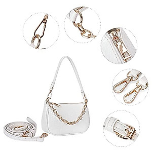 SMITH SURSEE Retro Classic Shoulder Purses for Women Crocodile Pattern Clutch Shoulder Tote HandBag Crossbody Bag, White