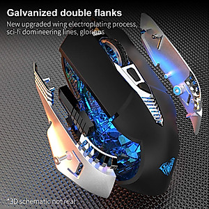 AULA SC200 Wireless Gaming Mouse, Rechargeable, Bluetooth 5.0, RGB LED Backlit, Multi-Device, Black