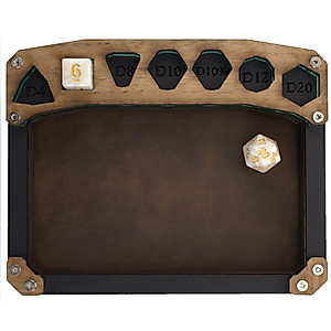C4Labs Mini Display Dice Tray with Genuine Walnut Top – Rustic Vegan Leather, Teal