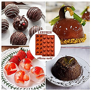Lerykin Small 15-Cavity Semi Sphere Silicone Molds Non-Stick,2 Packs Half Sphere Silicone Baking Molds for Making Jelly, Chocolates and Cake