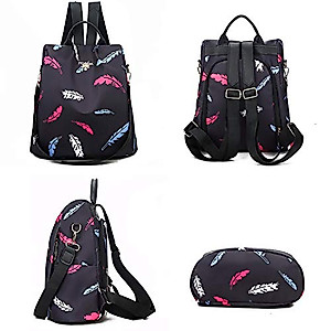Women's Anti-theft Backpack Purse Small Daypack Schoolbag Girls Shoulder Bags (Colored Feather)