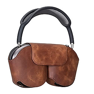 HARDISTON AirPods Max Case, Genuine Leather Handmade, Protective Premium Leather Ear Cup Covers, Soft-Slim Travel Carrying Case, Compatible for AirPods Max (Brown)