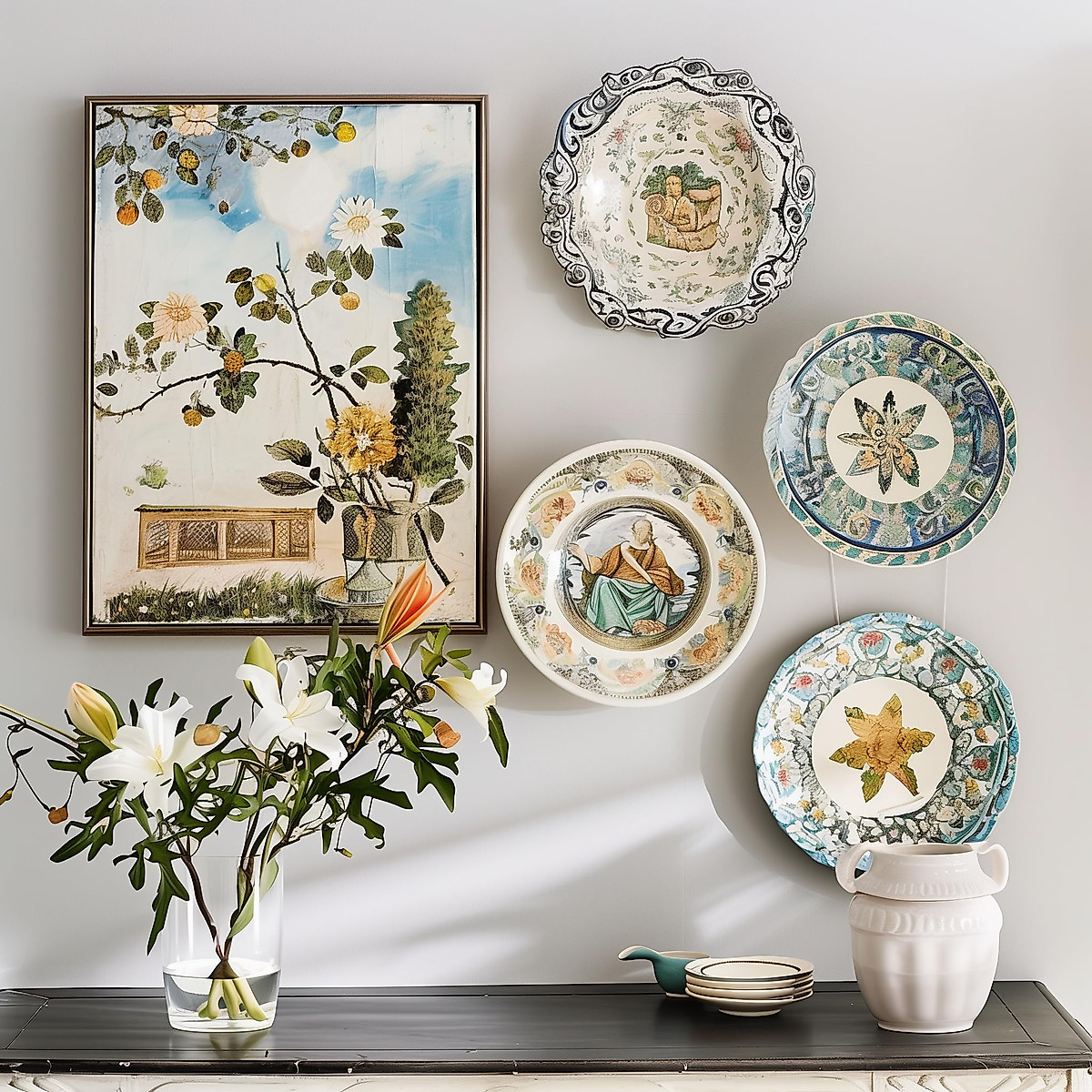 KAHIT Plate Hangers for The Wall, Adhesive Picture Hangers Plate Wall Hangers for Display Plate Holders for Displaying On Wall Plate Hangers Adhesive Plate Hanger with Invisible Nails 20 Pack