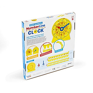 hand2mind Number Line Clock for Demonstration, Math Manipulatives for Counting Numbers and Telling Time, Montessori Toys for Toddlers, Learning to Tell Time Clock, Kindergarten Homeschool Supplies