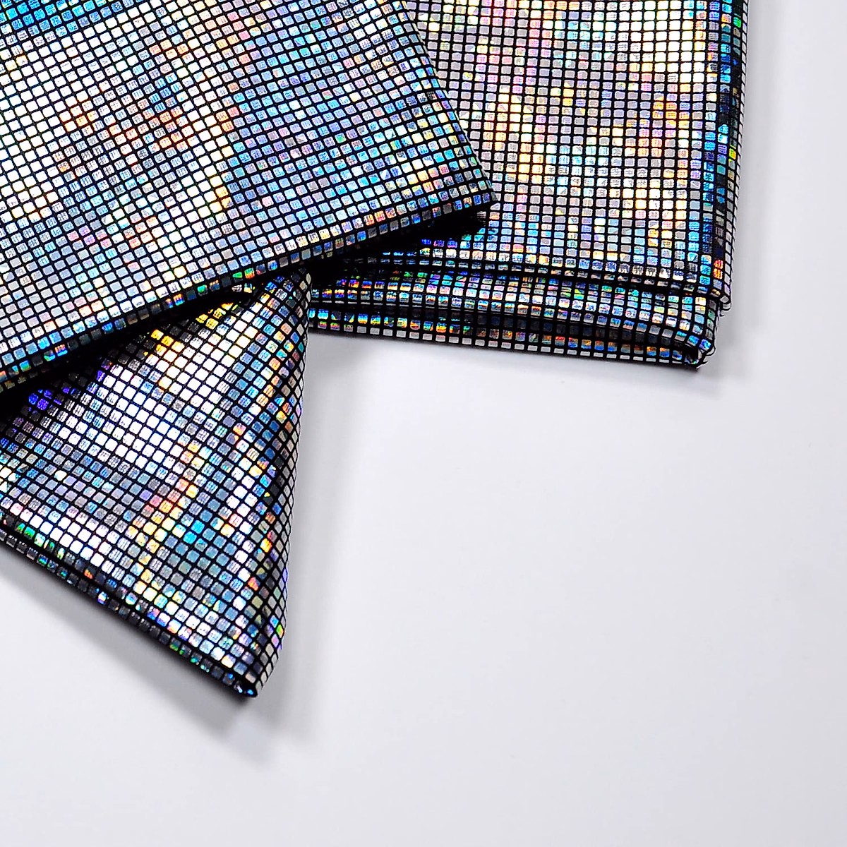 Yutone Stretch Knit Fabric 57inch Wide Decoration, Apparel, Costume Sewing Quilting Apparel Crafts Décor by Yard (Iridescent Hologram Silver 1Yard)