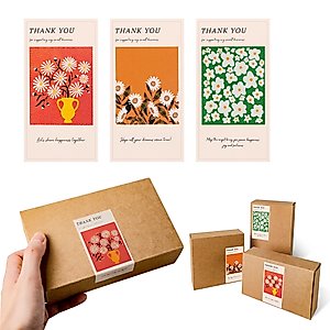 Box Seal Stickers-300 PCS,Rectangle Gift Package Labels, Thank You for Your Order Stickers,Decorative Baking Gift Bags Packaging Decals for Small Business,Envelopes Seal Gift Packaging Box Retail Bag