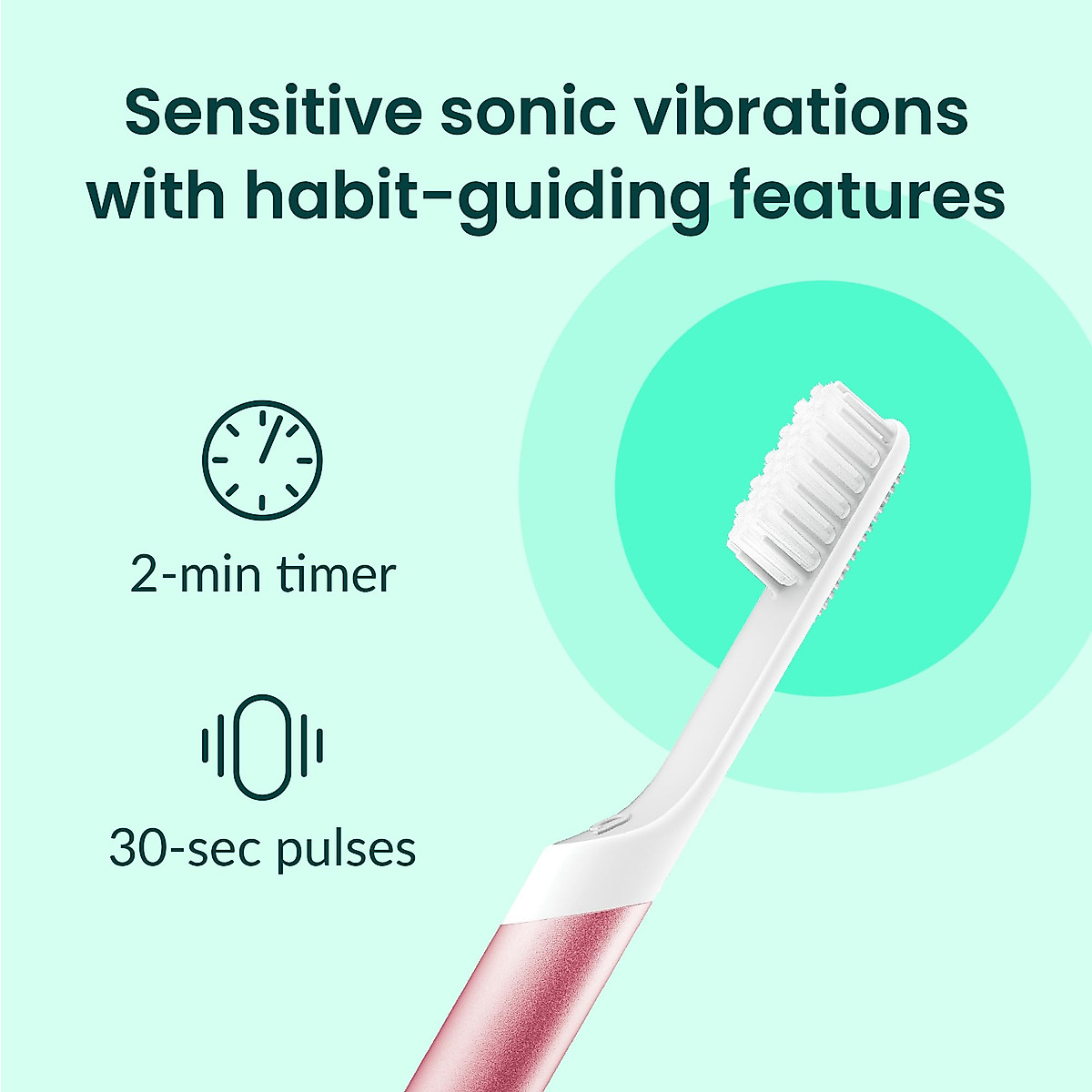 Quip Sonic Toothbrush for Adults - Timed Electric Toothbrush with Cover - Replaceable Brush Head, Soft Bristles, Metal Handle, 3 Month Battery Life - Travel Toothbrush - Pink
