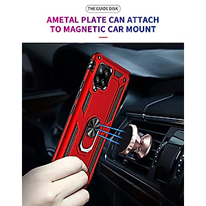 YZOK for Galaxy A42 5G Case,Samsung A42 5G Case,with HD Screen Protector,[Military Grade] Ring Car Mount Kickstand Hybrid Hard PC Soft TPU Shockproof Protective Case for Samsung Galaxy A42 5G (Red)