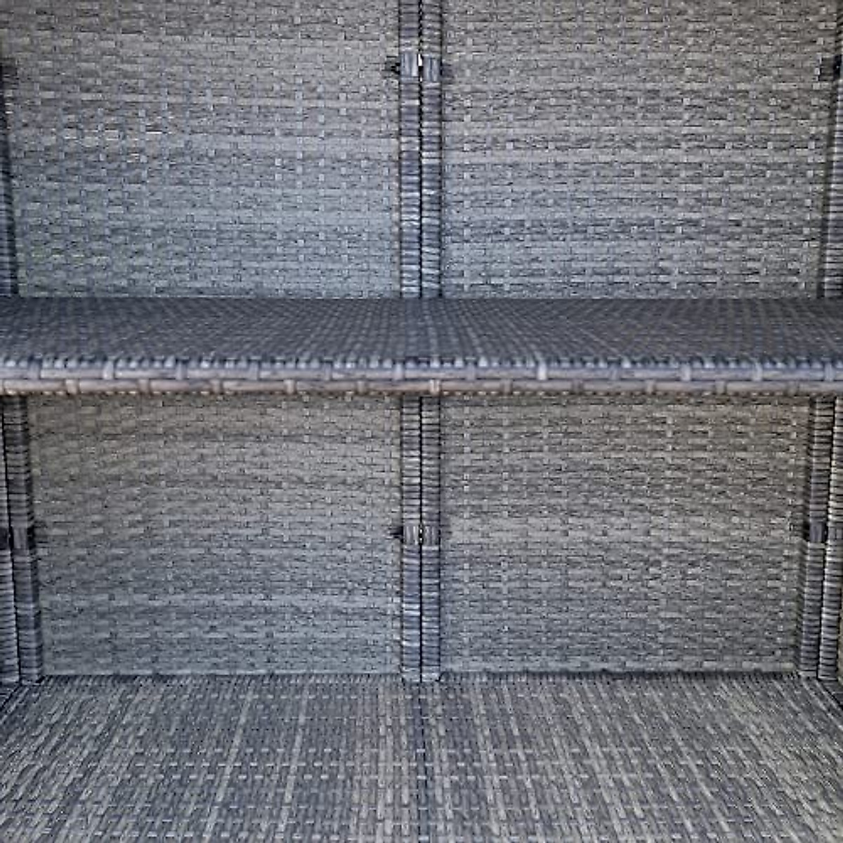 MCombo Patio Bar Set, Wicker Outdoor Table and 2 Stools, 3 Piece Patio Furniture with Storage for Poolside, Backyard, Garden, Porches 6085-1201 (Grey)