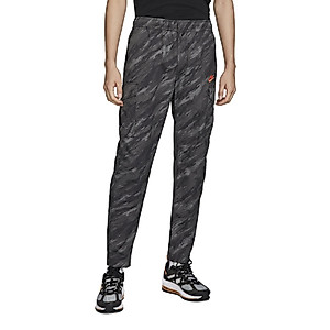 Nike Sportswear Men's AOP Woven Unlined Utility Pants Trousers (as1, Alpha, m, Regular, Regular, Black/Orange, Medium, Regular)