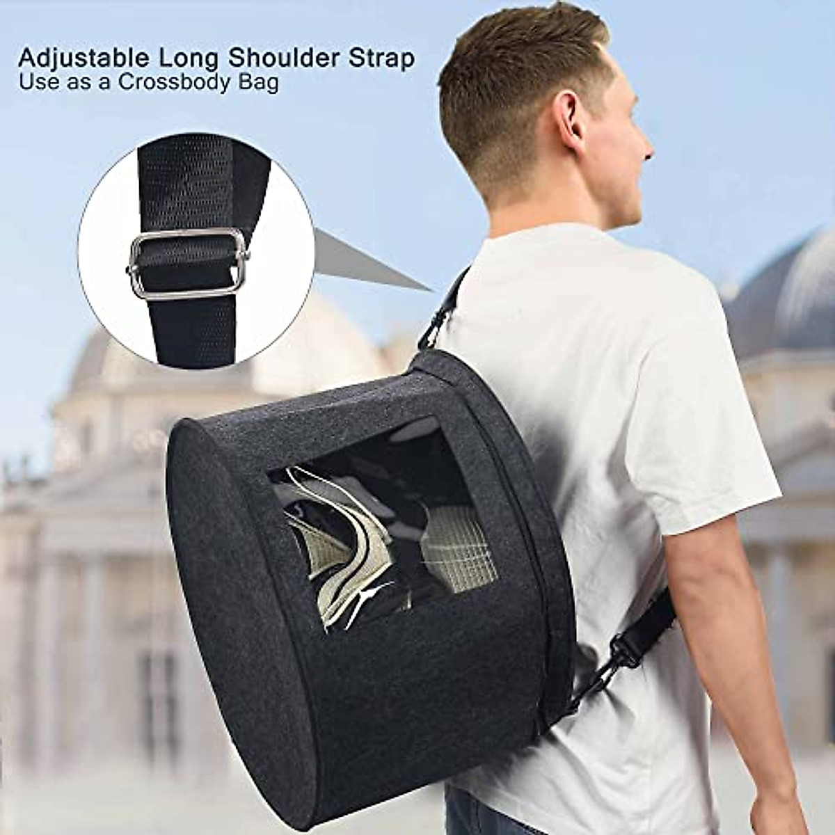 Affogato Hat Box, Hat Storage Box for Women & Men, Travel Hat Box with Handle and Hook, Stackable Felt Cowboy Hat Box with Dust-proof Lid for Clothes Stuffed Animal Toy Storage Travel Bag