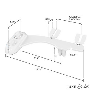 LUXE Bidet NEO 185 Plus - Value Pack of 2 - Patented Bidet Attachments for Toilet Seat with Innovative Hinges to Clean, Slide-in Easy Install, and Advanced 360° Self-Clean (Chrome and White)