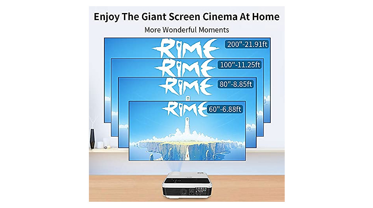 Smart Projector with Bluetooth WiFi - 8000 Lumens Home Theater