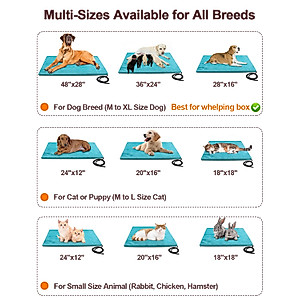 stohot Outdoor Pet Heating Pad for Dog & Cats, Extremely Waterproof Heated Cat Bed with 5 Timers & 6 Temp Adjustable, Pet Heater Warming Blanket for Outside Dog Cat House Whelping Box (36"x24")