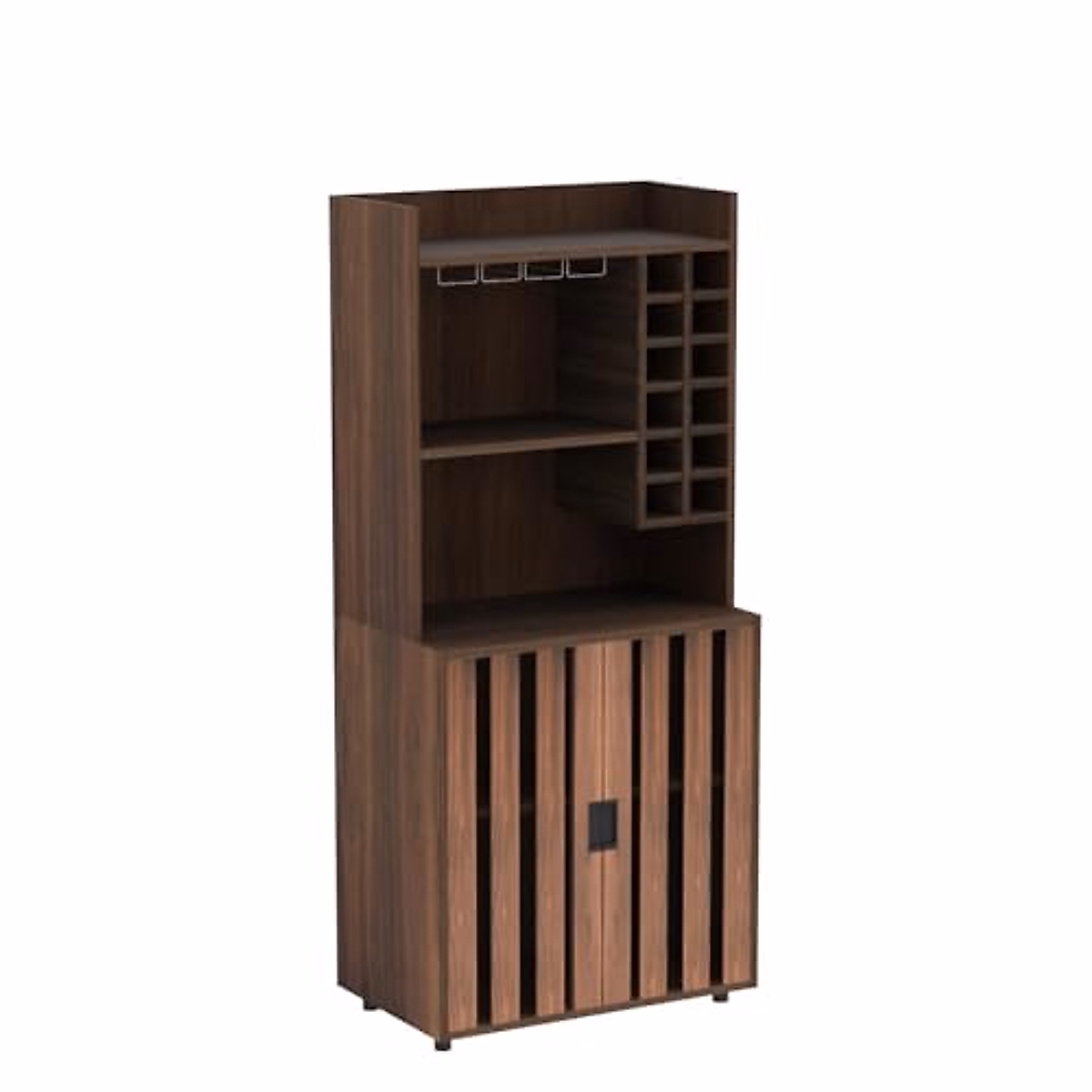 Apepro Wine Bar Cabinet for Liquor and Glasses with 12 Wine Bottle Racks, Kitchen Hutch Storage Cabinet for Living, Dinning Room, Hallway—Doors That Combine Wire Mesh with MDF