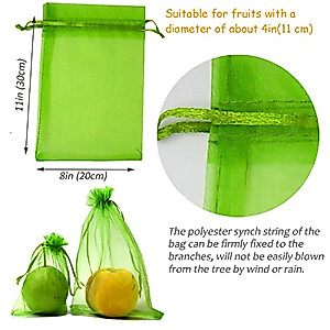 Miuezuth 100PCS Fruit Protection Netting Bags for Fruit Trees, 11x8 Inch Garden Mesh Barrier Bags to Protect Plants from Pest Birds Squirrels, Fruit Cover Mesh Bag with Drawstring, Reusable, Green