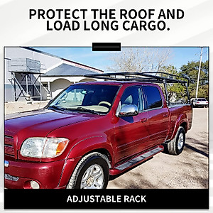 7BLACKSMITHS 1000 LBS Adjustable Truck Contractors Rack Ladder Pickup Kayak Lumber Rack Side Bar Long Cab Full Size 60"(W) x 138"(L) x 34"(H) (You Will get 2 Boxes)