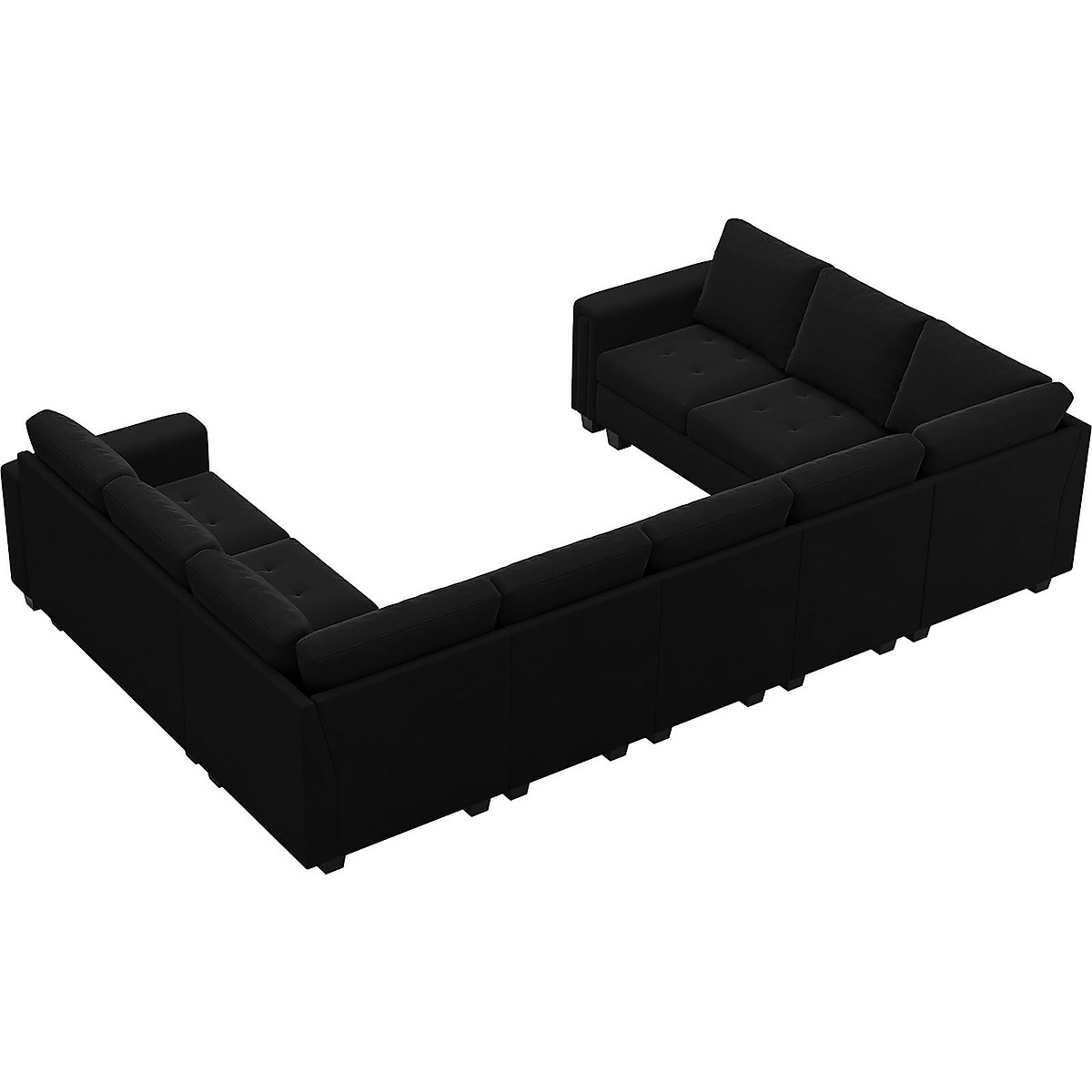Belffin Oversized Velvet Modular 9 Seater U-Shape Sectional Sofa Set with Chaise Convertible sectional Sofa Couch Set Modular Couch Corner U Shaped Sectoional Sofa Black