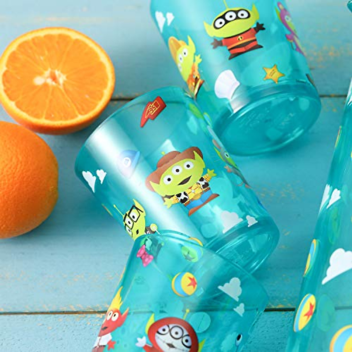 Zak Designs Pixar Movies Alien Remix Beverage Serving Set Includes Pitcher and 4 Durable Plastic Tumblers with Unique Artwork, Perfect for a Pool Party (5 Pieces), Green,10 ounces