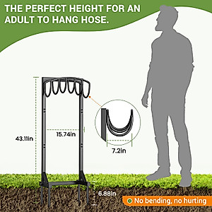 Pattiumo Garden Hose Holder Freestanding, Water Hose Holders for Outside with 4 Spikes, Outdoor Garden Hose Storage Heavy Duty 150ft Hose Hanger Metal Hose Stand Detachable Hose Reel Rack Organizer