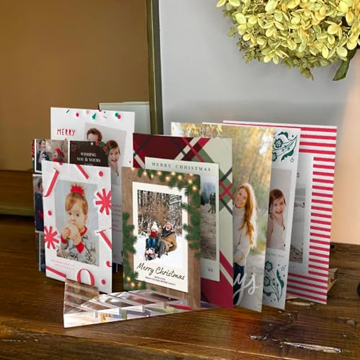 Christmas Card Display and Organizer for Table Shelf Desk Mantel | Holds up to 30 Cards | Holder for Greeting Cards Birthday Cards Photos Postcards & More! | Crystal Clear Solid Acrylic | A Unique