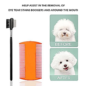 SKYPIA 5 Pcs Dog Comb Tear Stain Remover for Dogs Flea Comb Dog Combs for Grooming Small Dogs Flea Comb for Cats Dog Grooming Kit Pet Combs Small Dog Combs