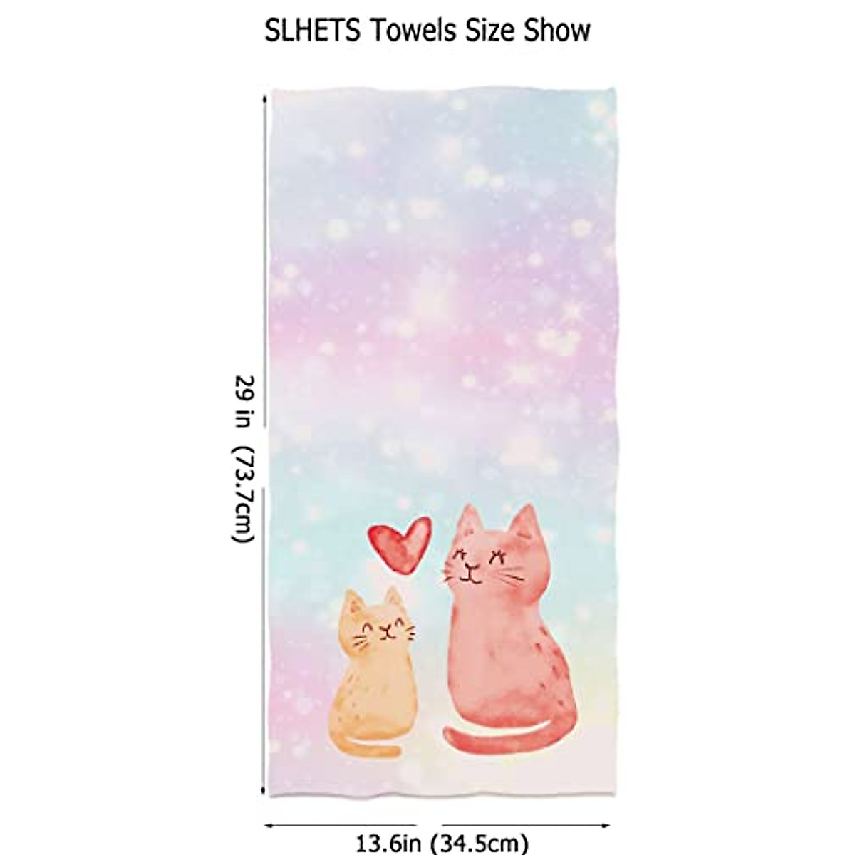 SLHETS Lovely Cats Hand Towels Romantic Love Starry Sky Universe Bath Towels 13.6 * 29 Highly Absorbent Kitchen Dish Towels for Household Daily Use | Home Decoration | Carry-On Hotel Gym Spa