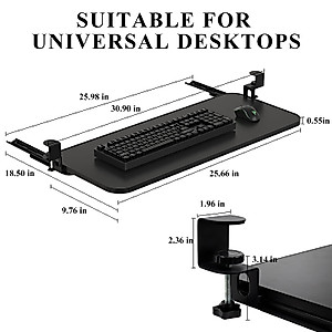 LYJANUN Keyboard Tray Under Desk Keyboard Tray Slide Out, 25.7" X 9.8" Keyboard Drawer with C Clamp Mount System, Easy for Installation and Typing, for Home Study Office Work