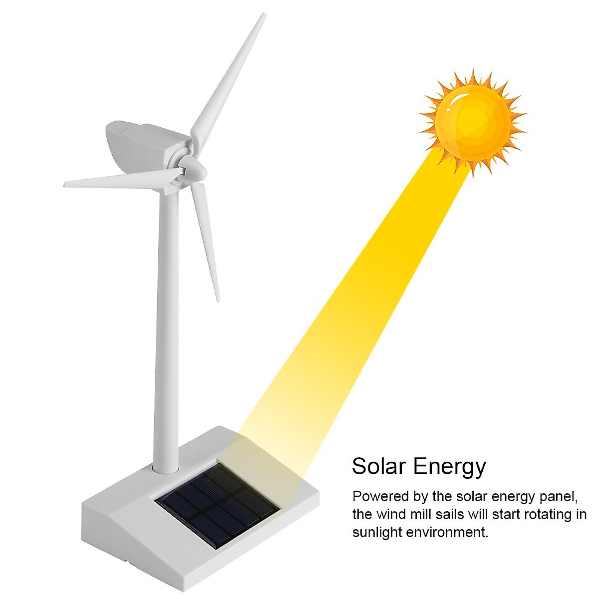Mini Solar Energy Wind Mill Toy, Desktop Wind Turbine Model Solar Powered Windmills, Home Decor Garden Desk Ornament Education Fan (Best Children/Friends)