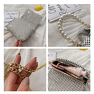 Women Motorcycle Shoulder Crossbody Bags Chain Jacket Bags Wave Point Messenger Bag Leather for Girls Purse (Black)