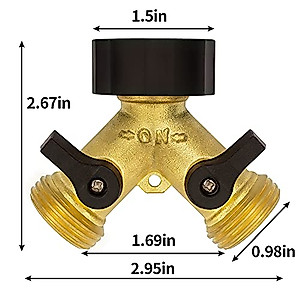 AUTOMAN Hose Splitter 2 Way | Brass Garden Hose Splitter | 100% Rustproof Water Hose Splitter with Adjustable Flow Valves | Seamless Design & 2 Extra Rubber Washers | 3/4" Y Connector Hose Adapter.