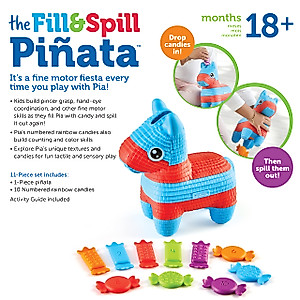 Learning Resources Pia The Fill & Spill Piñata - 11 Pieces, Age 18 Months Top Toddler Toys, Preschool, Fine Motor Skills, Educational Toys