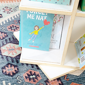 Guidecraft EdQ Rotating Book Display - White: Spinning Plywood Storage Bookshelf with Acrylic Windows for Kids Classroom, Playroom, or Bedroom