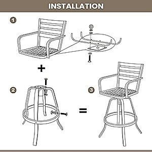 Pellebant Swivel Outdoor Bar Stools Set of 2, Patio Bar Dining Chairs with Cast Aluminum Frame, Sunbrella Cushion, Easy to Install, Champagne