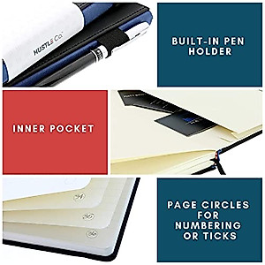 Thick Hardcover Journal Notebook - Ruled/Lined A5 (5x8 inch), Deluxe 120gsm Paper, Lays Flat for Writing, Professional Notebooks for Work, Business, Office, Executive - Men & Women - Black