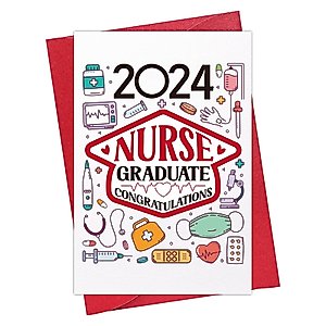 WaaHome 2024 Nurse Graduation Card for Her Women, 4''x6'' Nursing School Students Graduation Gifts Card for Female Nurses Doctors Medical Professional Her Him Women Men Girls Boys Daughter Son