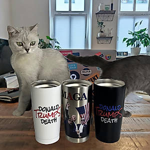 20oz Trump Tumblers - MAGA - 3D Printing Stainless Steel Cup White Trump Insulated Tumbler for Gift Trump Thermal Coffee Mug Trump Water Bottles Two-sided(glossy and frosted）for Hot and Cold drink