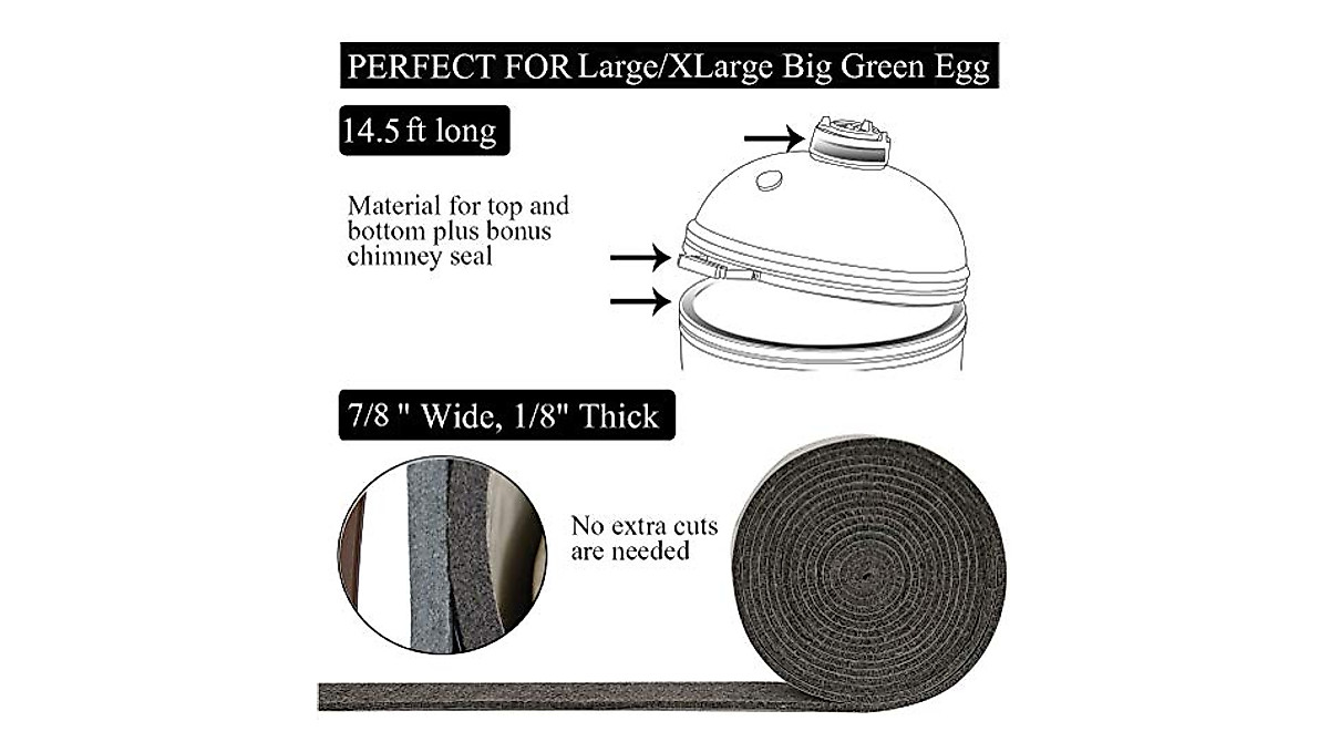 High Temp Grill Gasket for Big Green Egg Large & XLarge | Easy Install