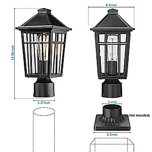 Darkaway Post Lights Outdoor Lamp Post Light Fixture Outdoor Lighting, Light Posts for Outside with Seeded Glass Aluminum Housing for Outdoor Garden, Patio Post Base/Pole Mount