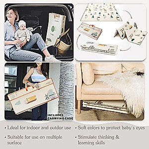 Baby Play Mat 79" X 71",Reversible Waterproof Foldable Foam Floor Padded Playmats for Babies,Toddlers, Extra Large Anti- Slip Baby Crawling Mat with Travel Bag, Play Pens & Tummy Time Indoor Outdoor