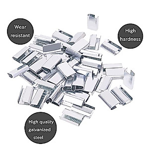 LNYEBN Packaging 5/8"(16mm) x 0.035" x 300' Polyester Strapping Roll，300feet Heavy Duty PET Belt, 50pcs Strapping Seals, 100pcs Corner Protector for Packaging Strapping