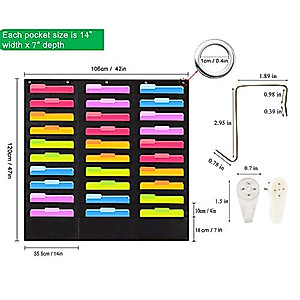 Hanging File Holder Organizer Rack, 30 Pocket File Folder Frame, Large Folding Portable Hanger for Mail, Jewelry, Calendar, Document,Expandable Files, Organization Rustic, Kitchen, Garage