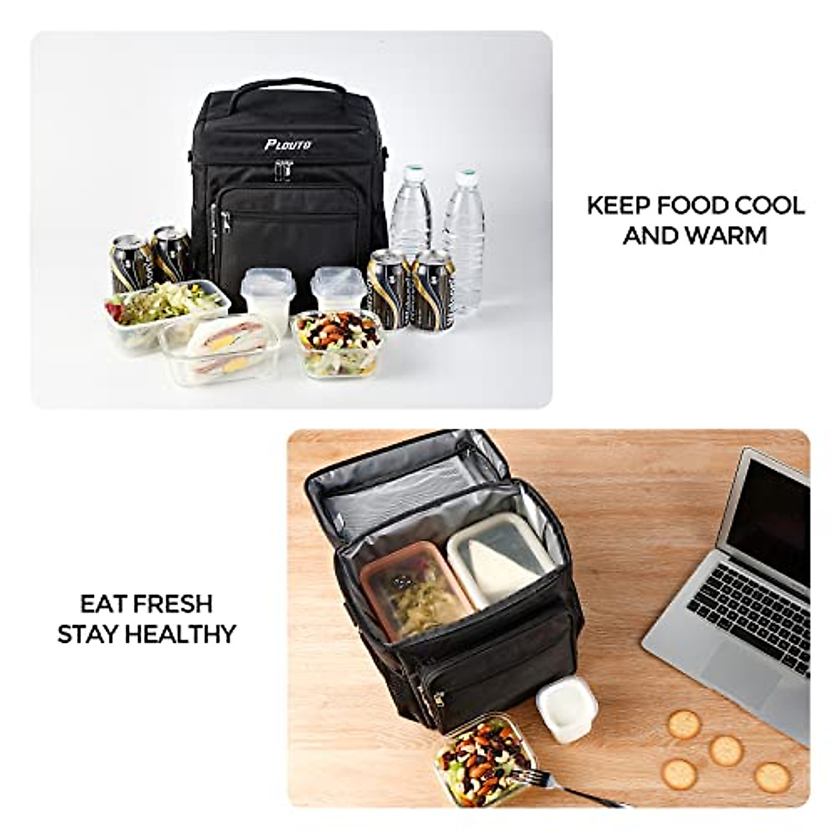 PLOUTO Extra Large Insulated Lunch Bag 24-Can (18L) Soft Leakproof Water Resistant Lunch Cooler for Men Women Adults Travel Picnic Office