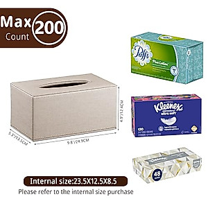 BLIENCE Tissue Box Cover Rectangular, PU Leather Tissue Box Holder, Elegant Napkin Holder Pumping Paper Tissue Dispenser for Home Office Car Desk Bathroom Vanity Countertop, Night Stand Decoration