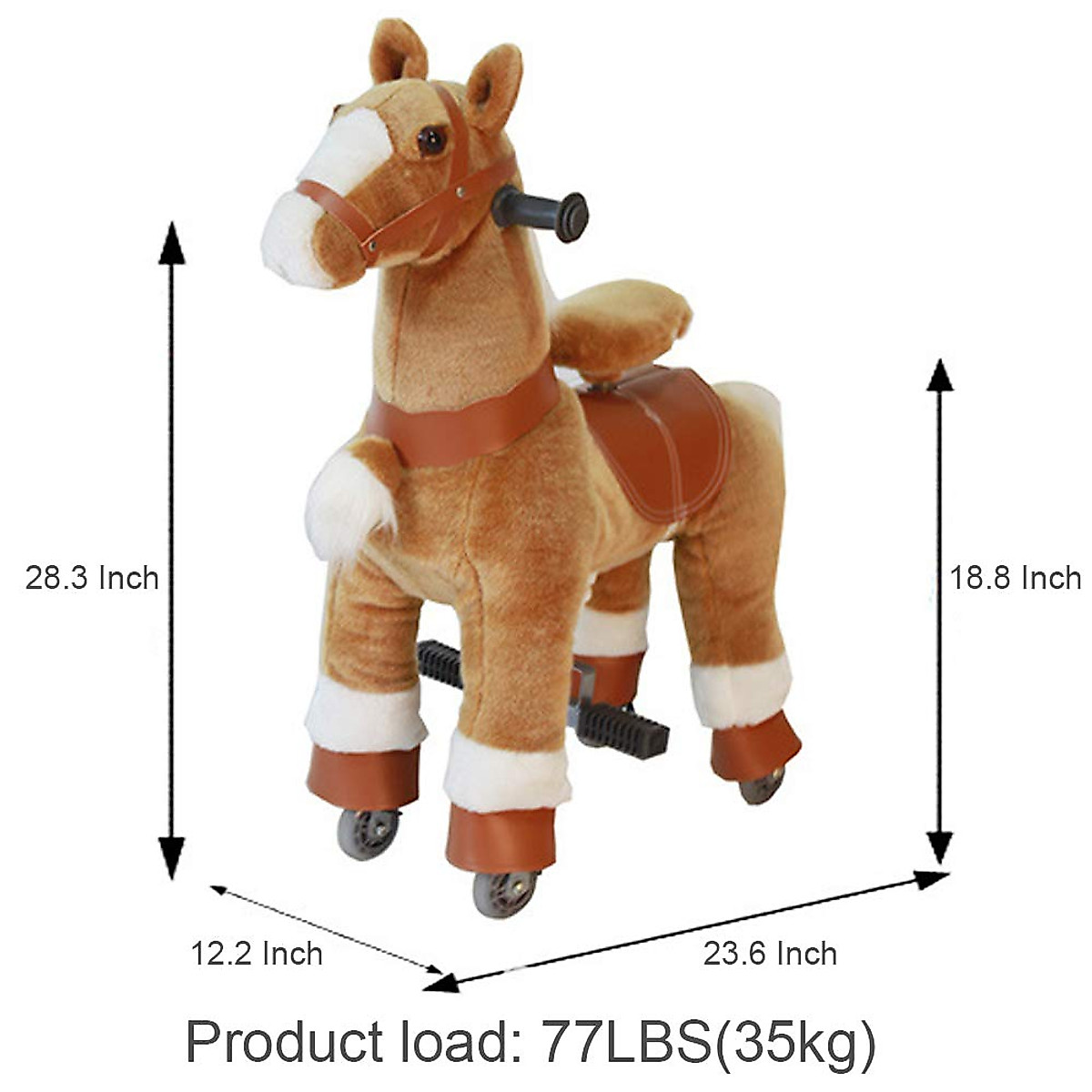 Ride On Horse Natural Mechanical Kids Real Walking Horse Small Unicorn Horse Toddlers Plush Pony Riding Horse for Age 3-6 (Brown, 3-6Years)